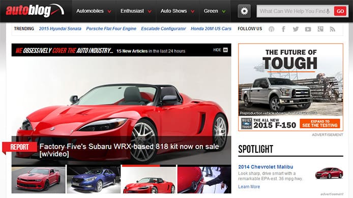 AutoWeek and AutoBlog Tag Team 818 Features - Factory Five Racing